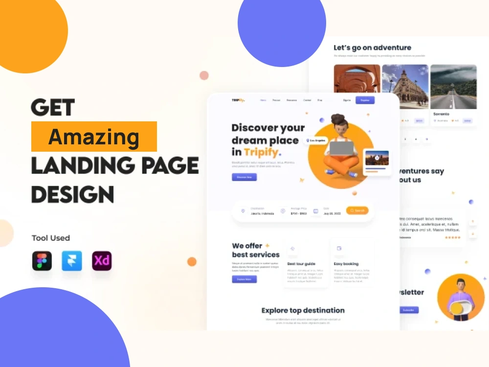 A unique landing page, website UI UX in Figma | Upwork