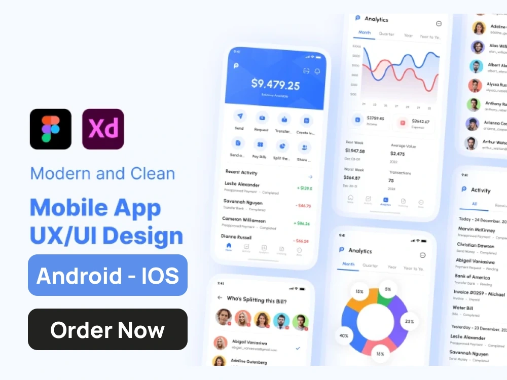 A modern and clean mobile app UI UX design in figma/XD | Upwork