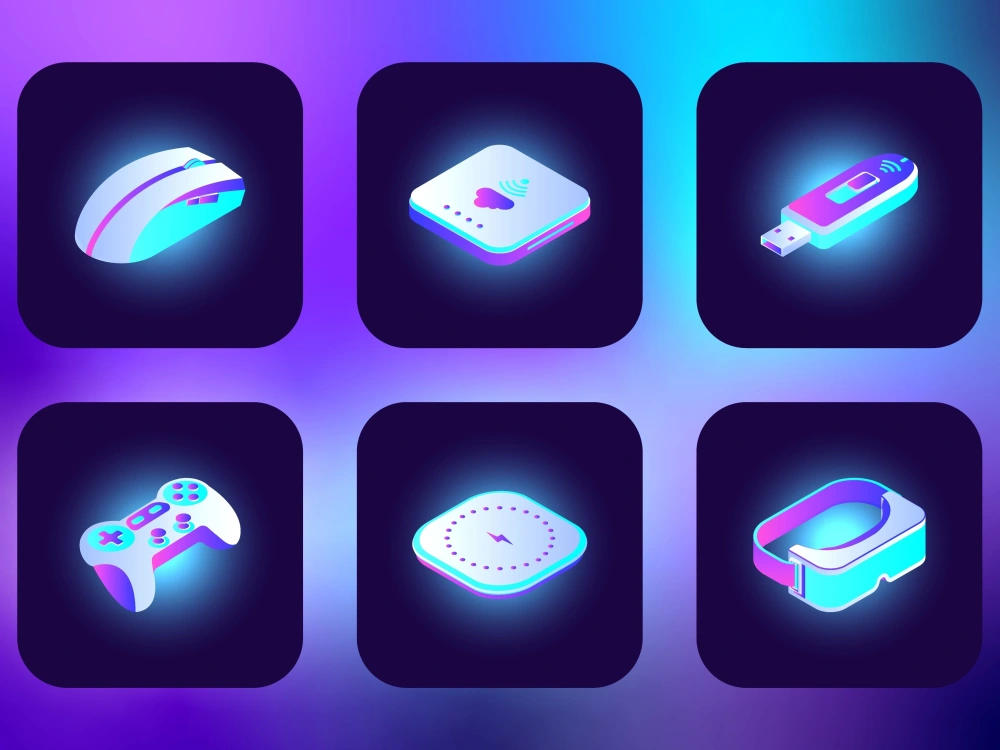 Vector custom icon set design in flat, line art, tech style for website ...