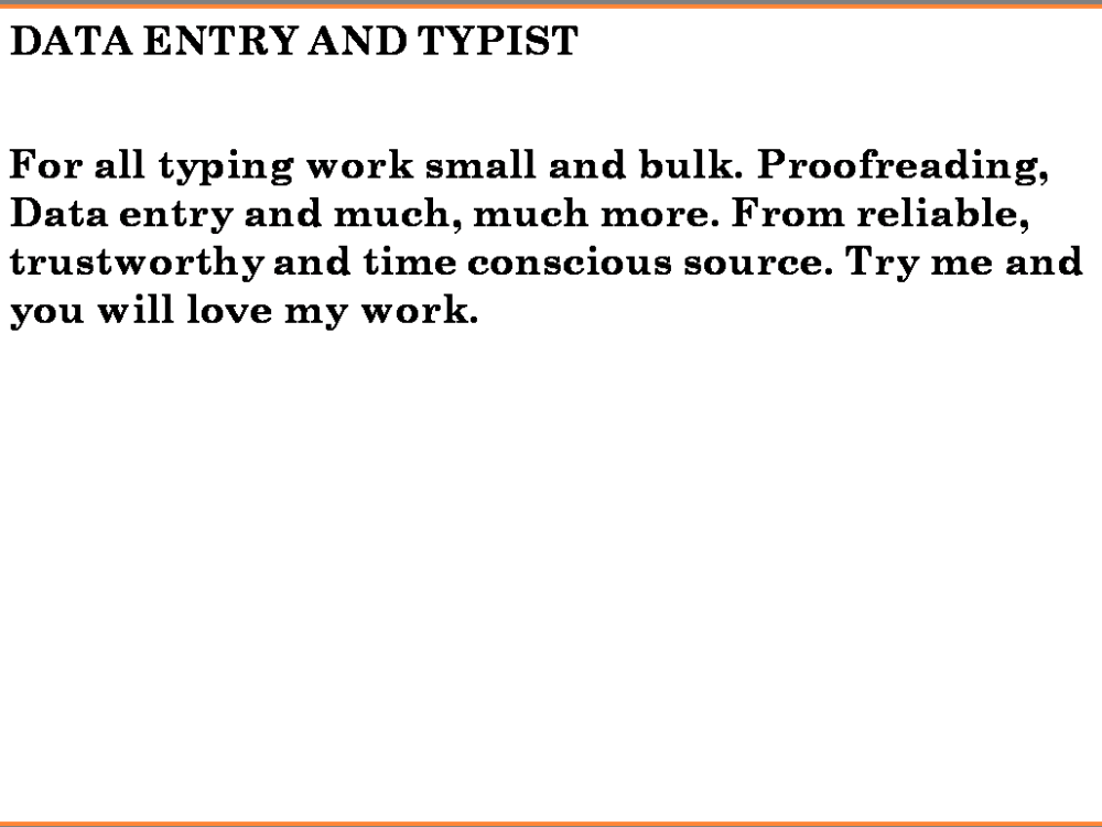 A fast, accurate typist and data entry expert, An honest Virtual ...