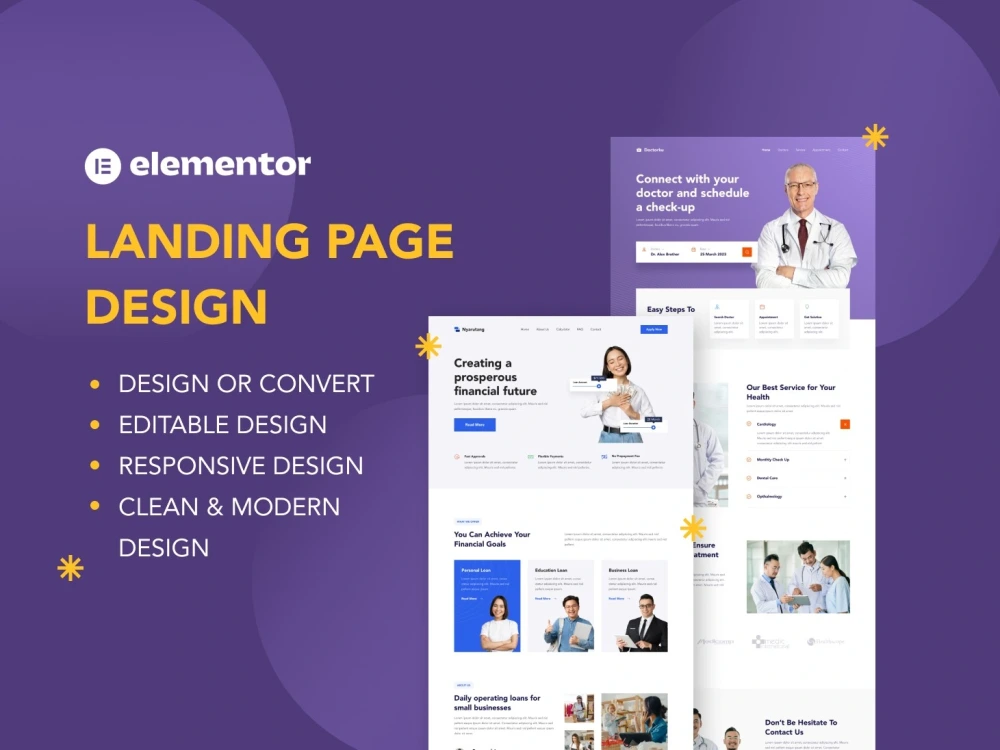 Clean and modern design landing page with elementor | Upwork