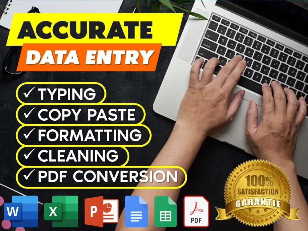 Accurate Data Entry: Typing, Copy Paste, Formatting, Cleaning, Convert PDF | Upwork