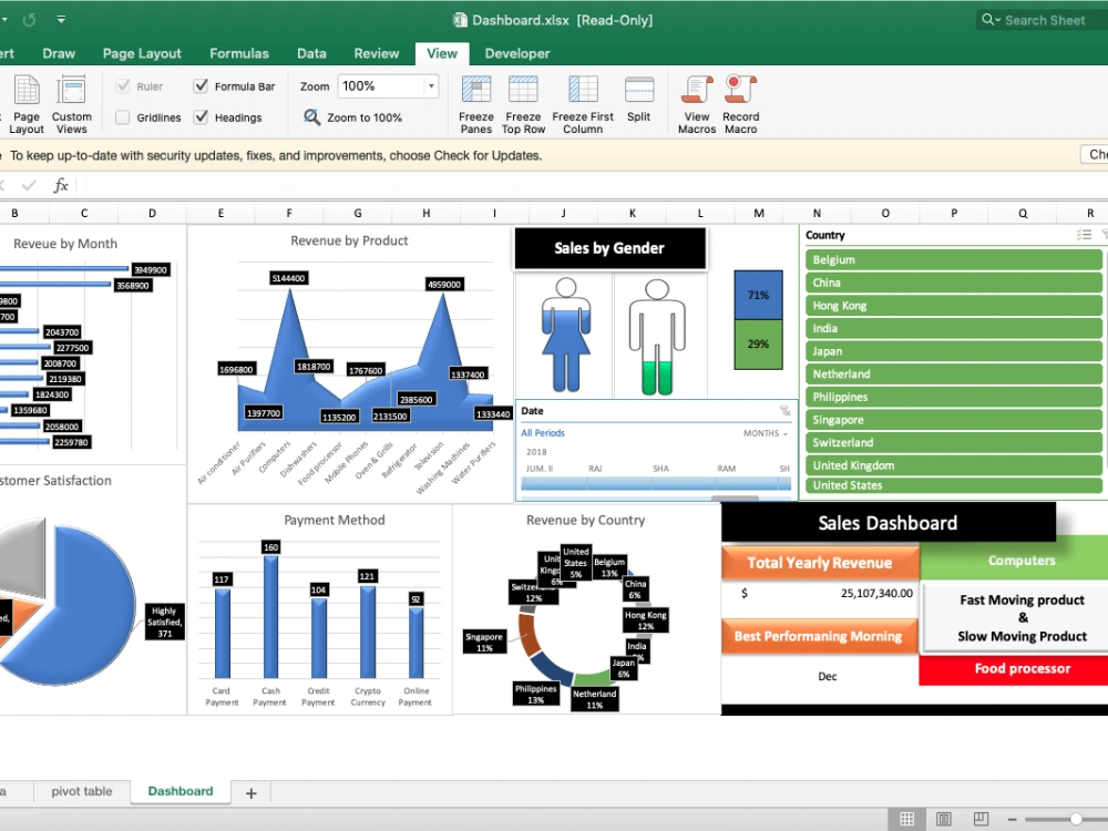 An interactive and dynamics excel dashboard for business needs | Upwork