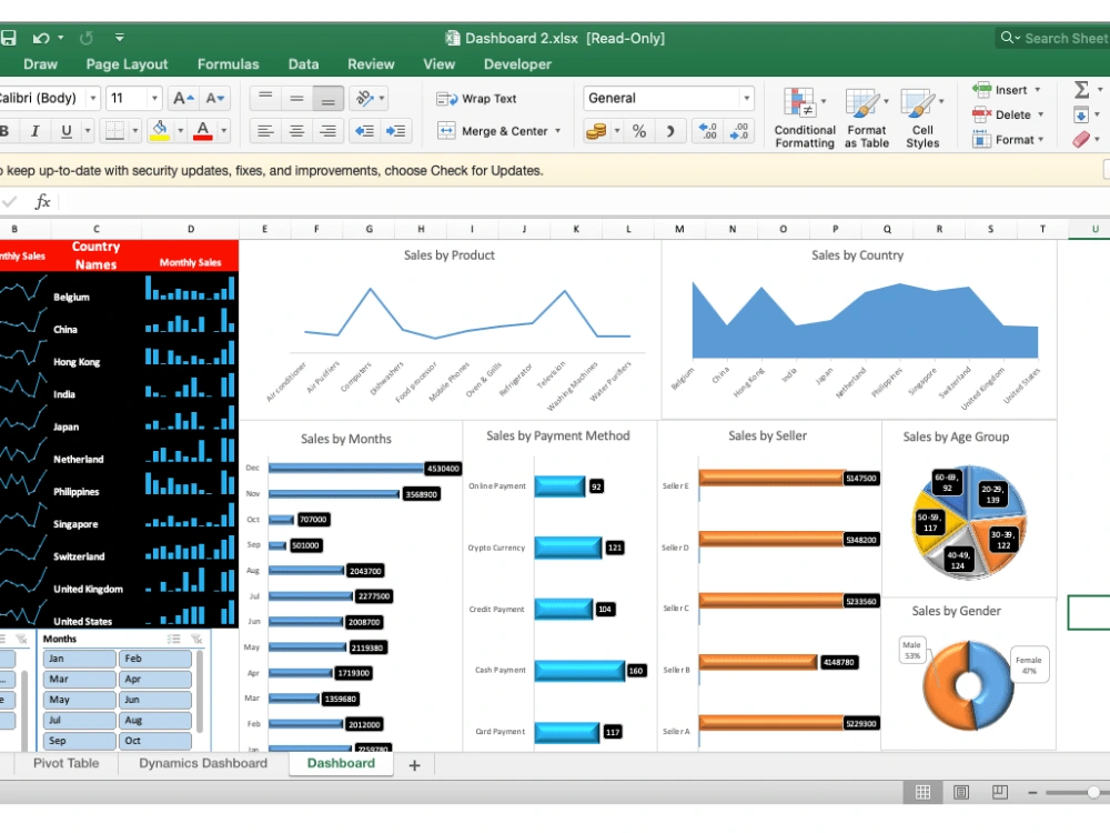 An interactive and dynamics excel dashboard for business needs | Upwork