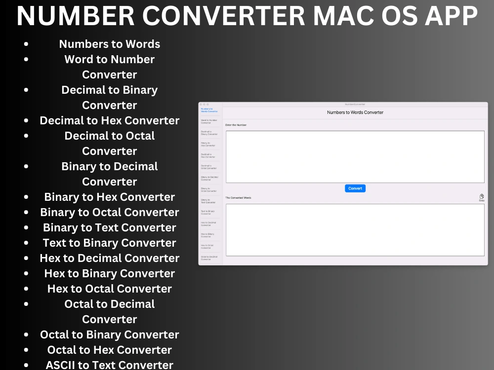 MacOS SwiftUI & Swift Number Converter App | Upwork