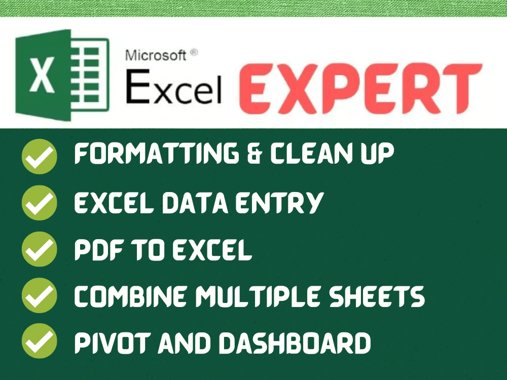Excel data entry, cleaning and formatting service, data analysis, dashboard | Upwork