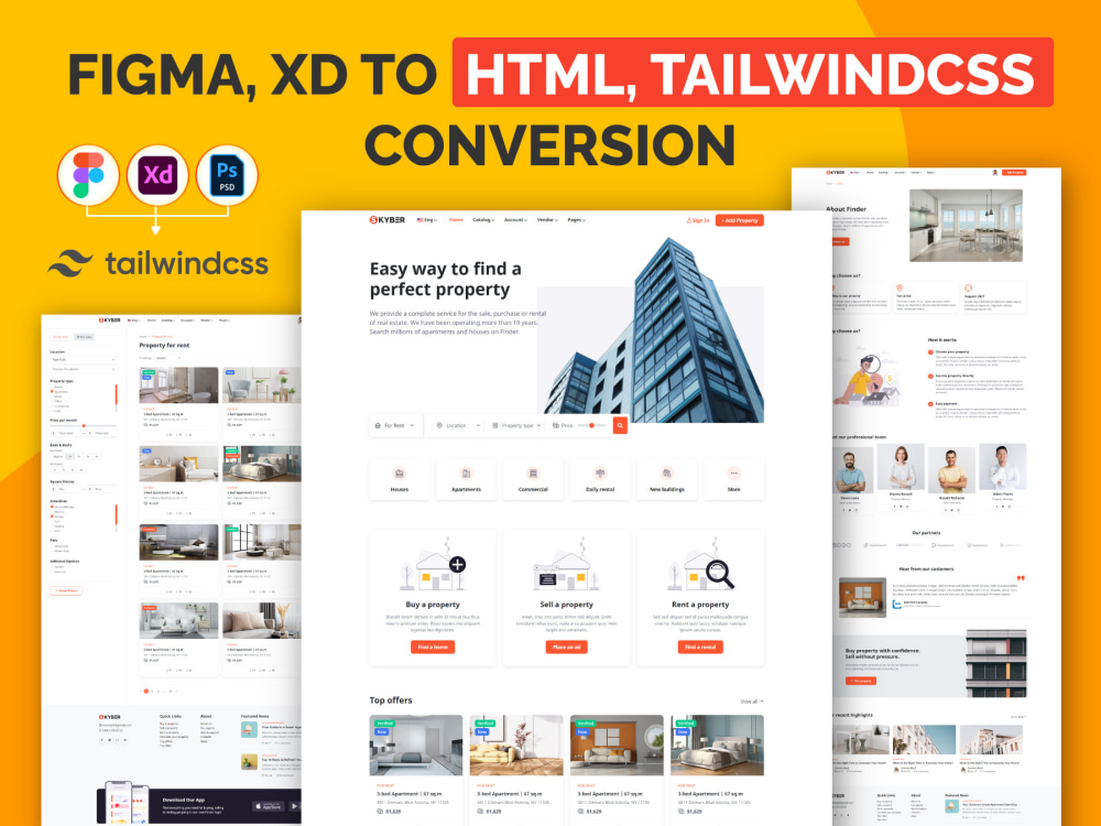 Figma, XD to Custom Tailwindcss Website | Upwork