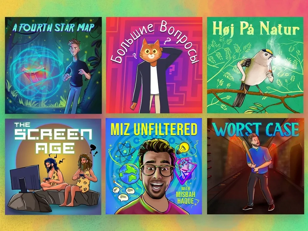 A fun illustrated podcast cover art | Upwork