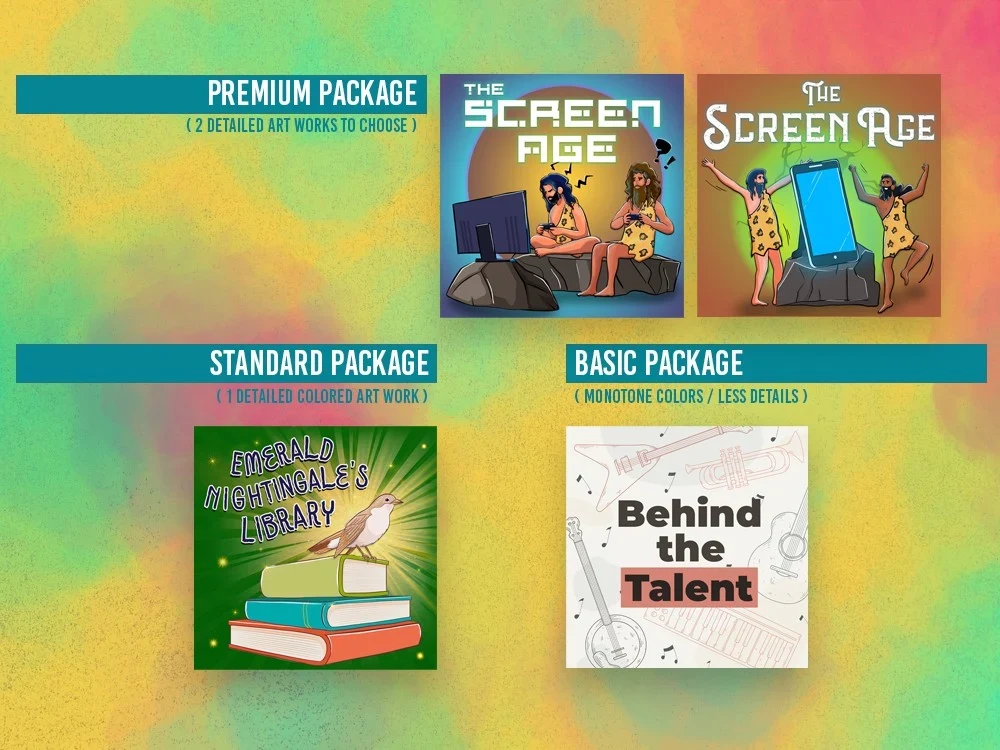 A fun illustrated podcast cover art | Upwork