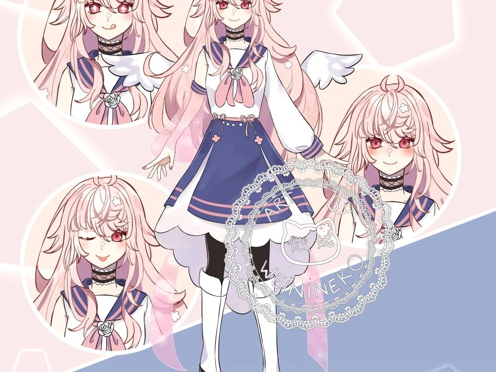 A 2d vtuber model, vtuber character, vtuber animated,live 2d | Upwork