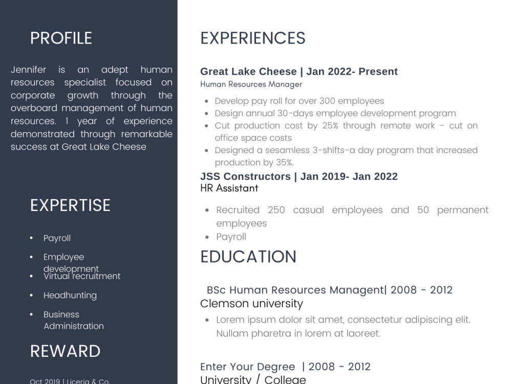 A unique job-tailored entry-level resume/cv | Upwork