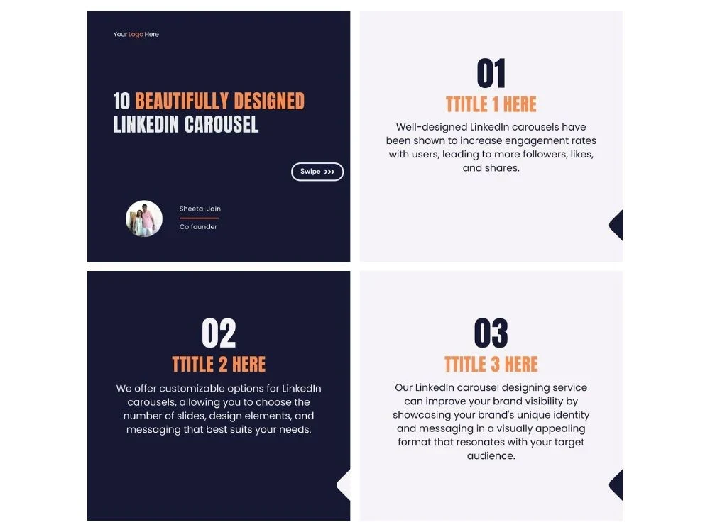 3 Branded LinkedIn Carousel with Upto 15 Slides each | Upwork