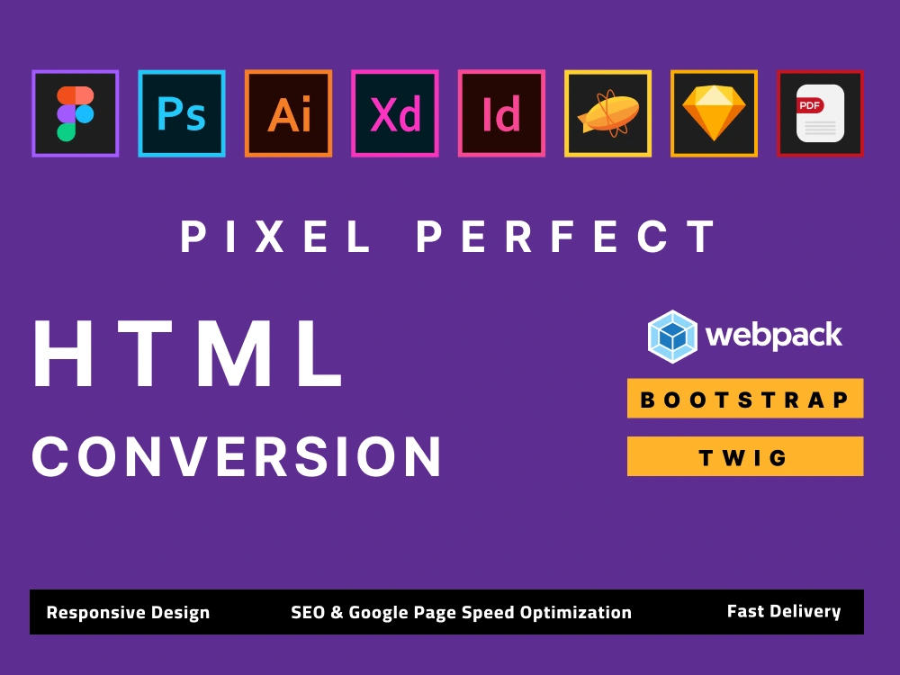 Figma, PSD, XD, Sketch to HTML CSS Responsive Bootstrap 5 | Upwork
