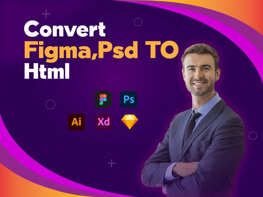 Psd, figma,xd,ai to a responsive web page with html css & bootstrap | Upwork