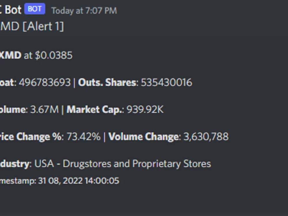 Real-time stock market data on Discord with my custom bot | Upwork