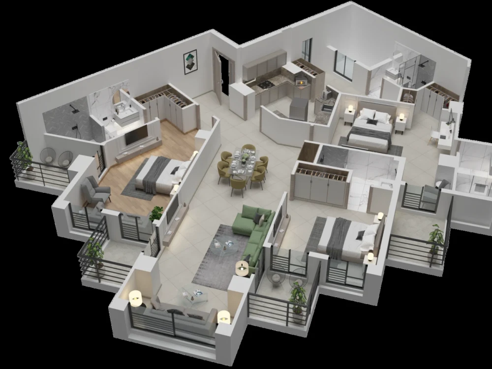 An attractive and realistic 3d floor plan rendering | Upwork
