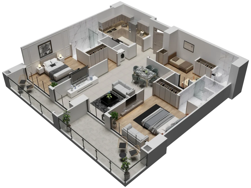 An attractive and realistic 3d floor plan rendering | Upwork