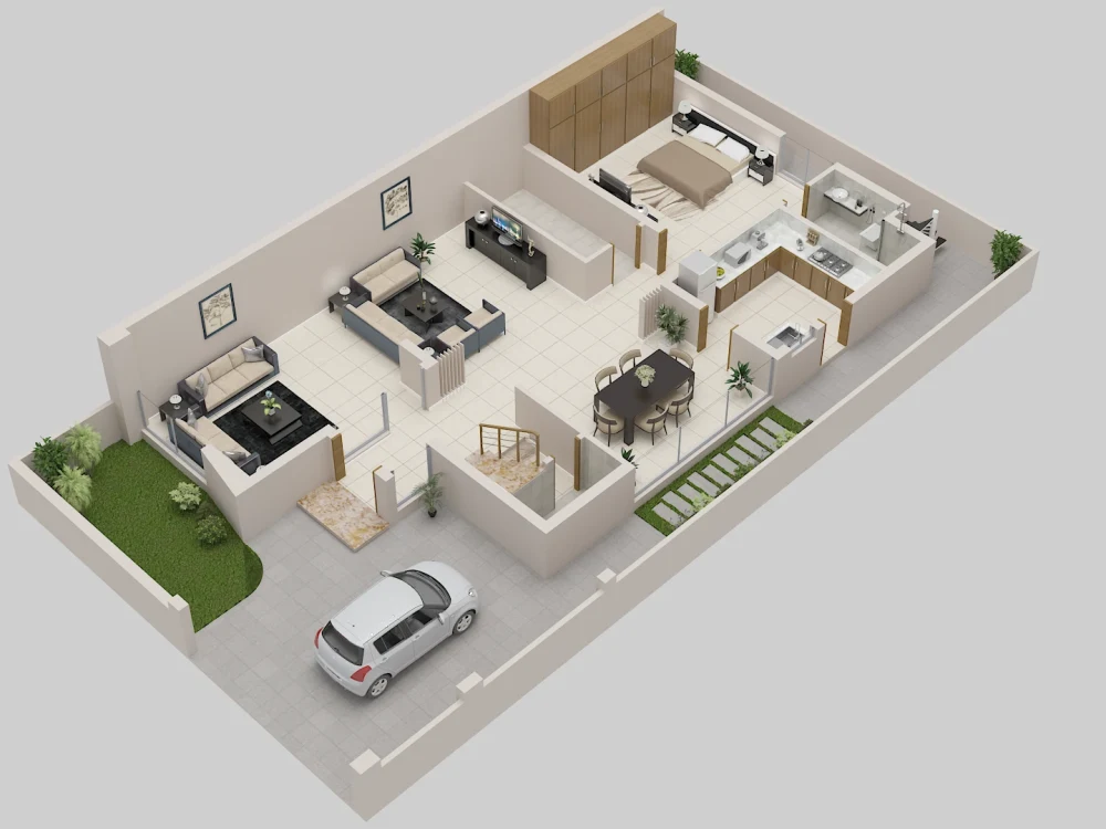An attractive and realistic 3d floor plan rendering | Upwork