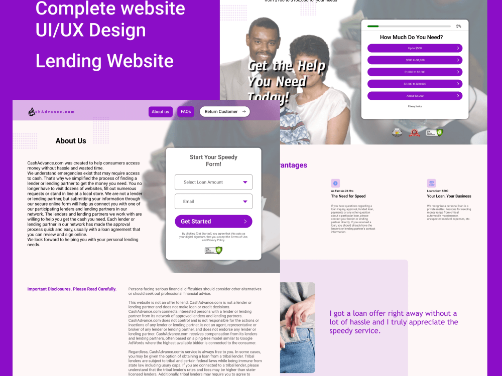 A complete website UI/UX Design for Loan Website and Landing Page | Upwork