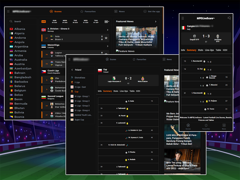 A Football Soccer Live Score Website, Sports Live Score Website With ...