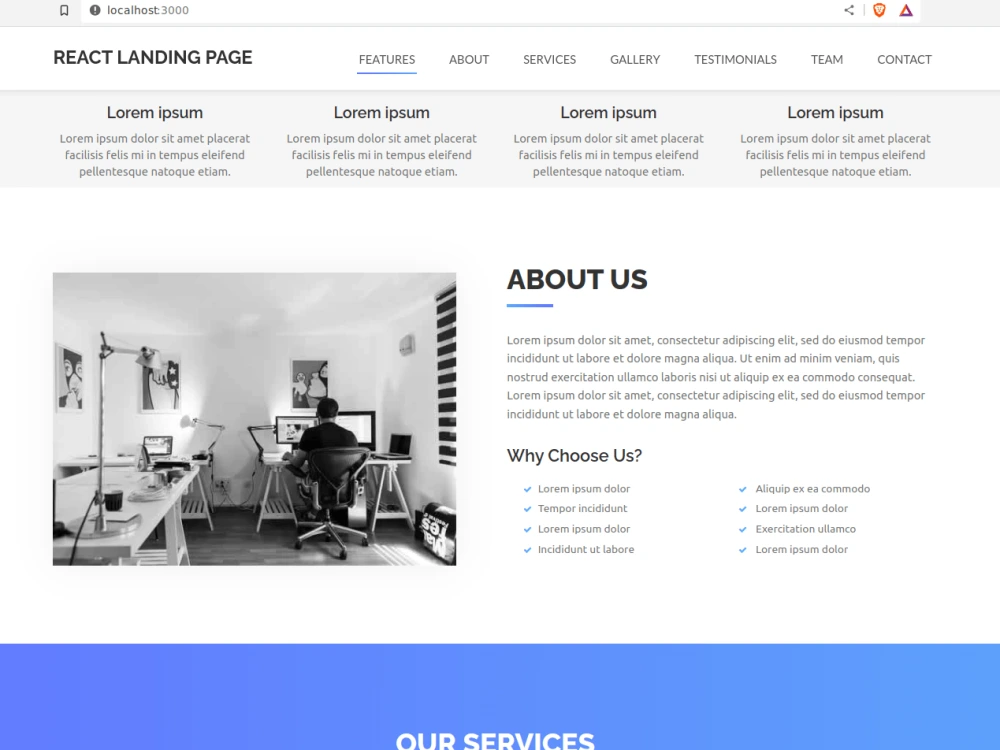 A fantastic and beautifully designed Home page build in React | Upwork