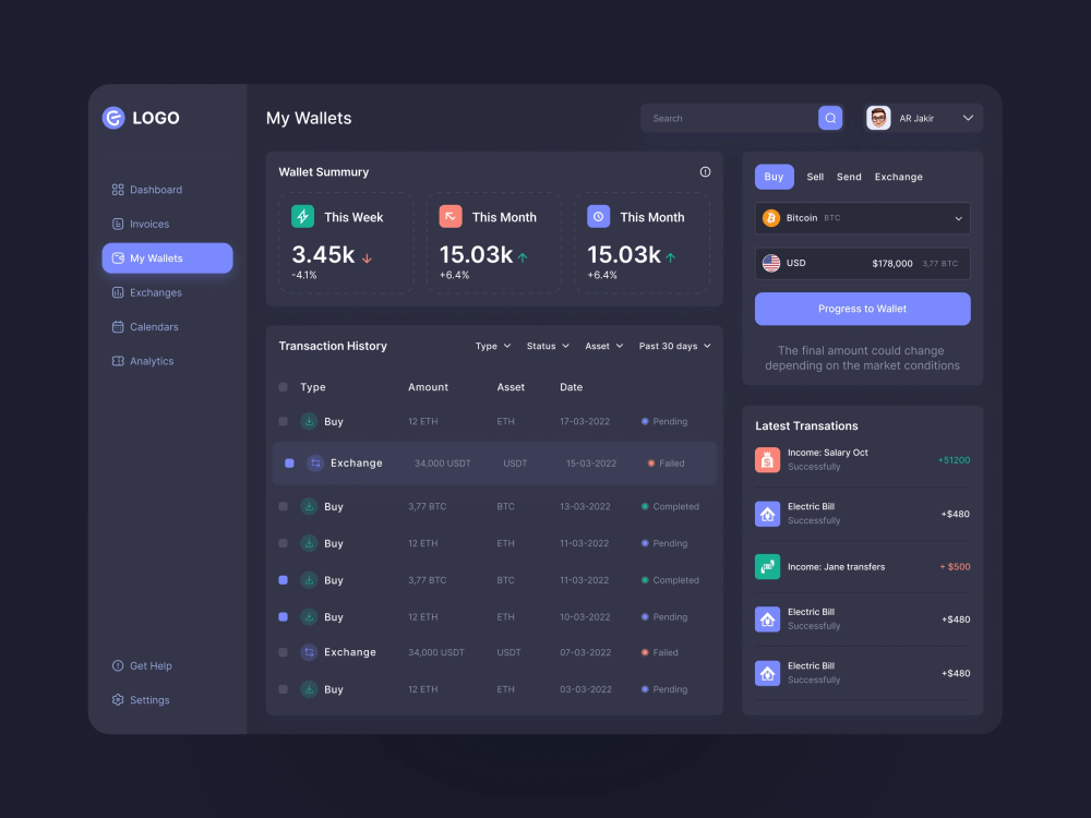 A Crypto Web App Dashboard Design | Upwork