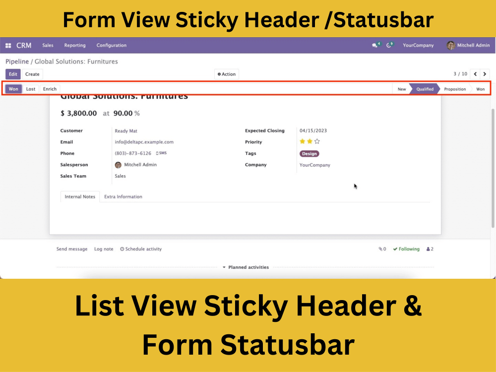 Odoo Sticky Header in List view and Form view | Upwork