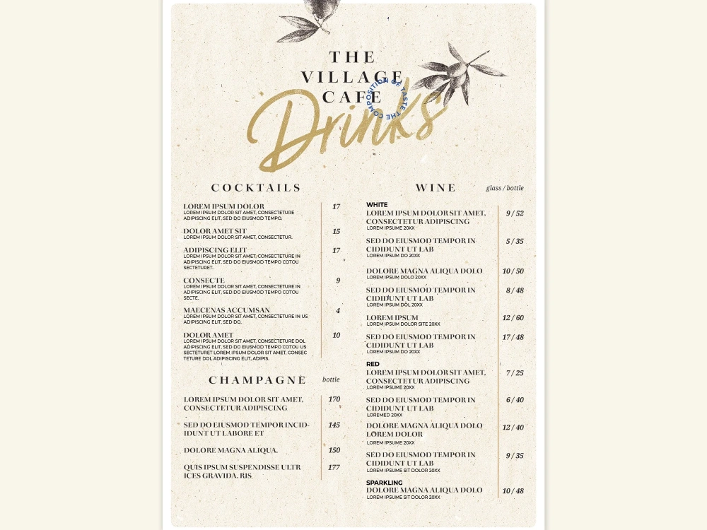 A stylish bar menu design that matches your brand! 🍸 | Upwork