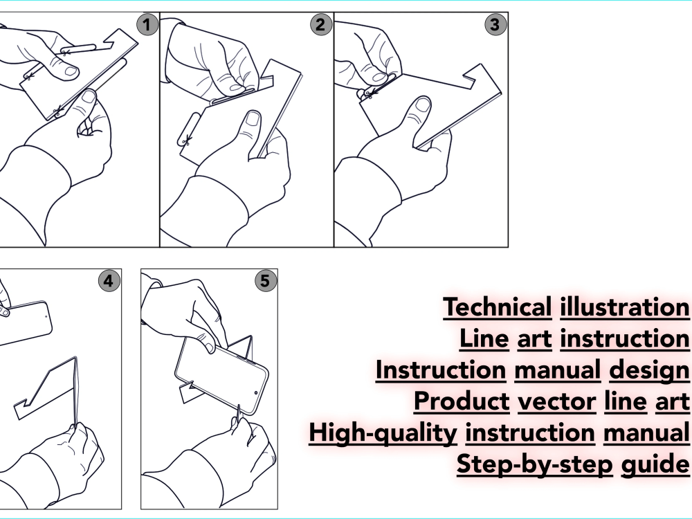 Draw vector line drawing instructions manuals, bedienungsanleitung | Upwork
