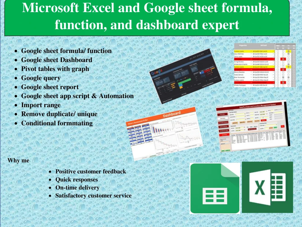 Microsoft Excel and Google sheet formula, function and dashboard expert | Upwork