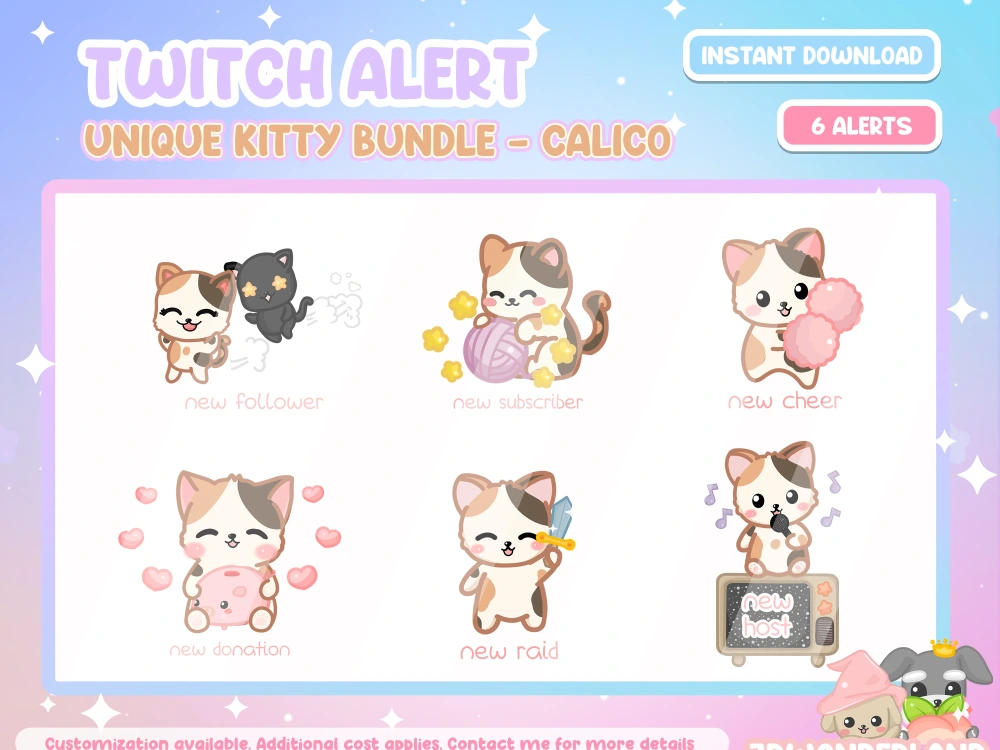 A cute animated alerts for your stream channel (Twitch, facebook ...