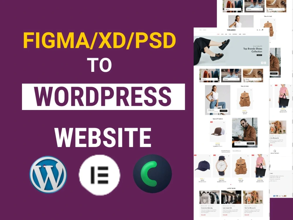 Figma html psd xd wix to WordPress website using Elementor pro | Upwork