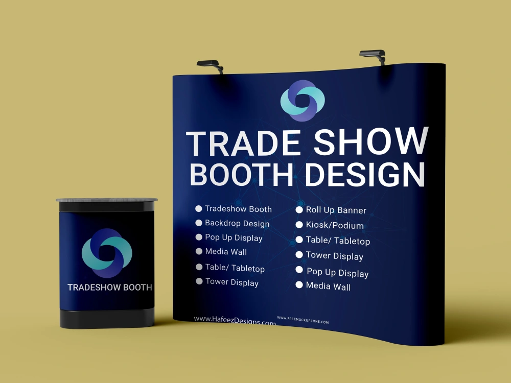 Printable tradeshow booth, backdrop, kiosks, roll-up banners for ...
