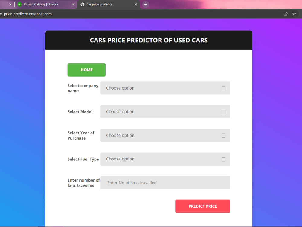 Used cars price predictor | Upwork