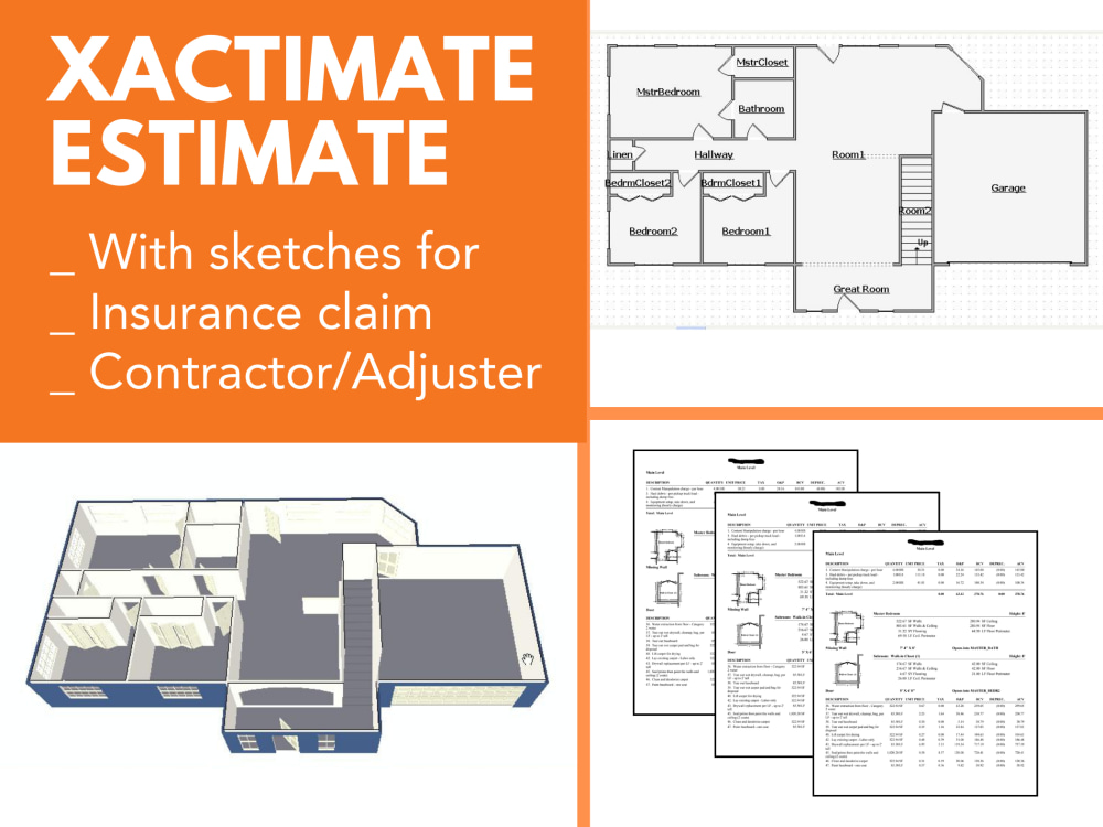 Xactimate estimate with sketches for insurance claim | Upwork
