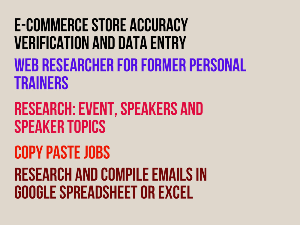 Fast e-commerce data entry, copy paste job, manual typing,Word,pdf or Excel | Upwork