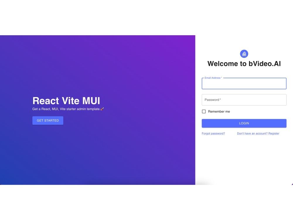 React Admin template with authentication pages using Material UI (MUI) | Upwork