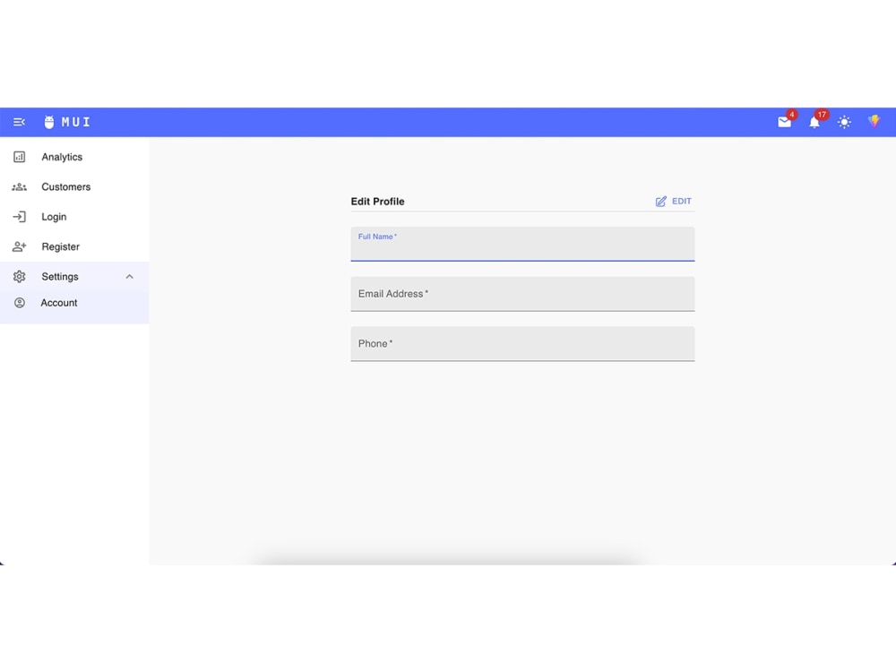 React Admin template with authentication pages using Material UI (MUI) | Upwork