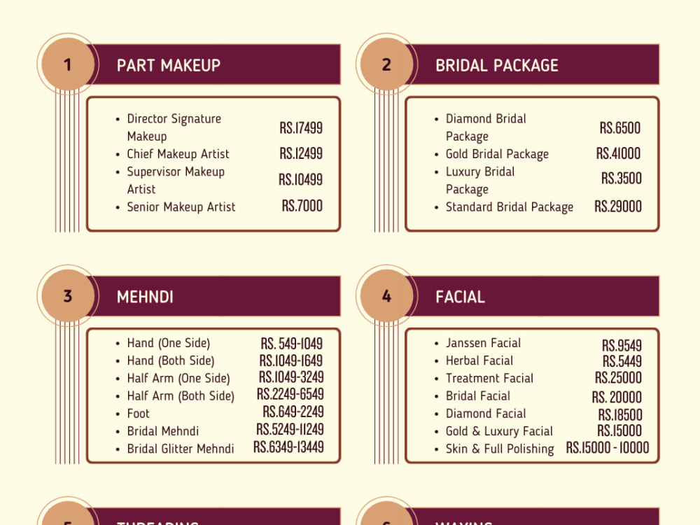 Professional Beauty Salon Menu Design and Copywriting Services | Upwork