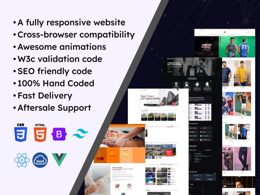 A PSD, Figma, Xd to HTML, Bootstrap, React.js Responsive website | Upwork