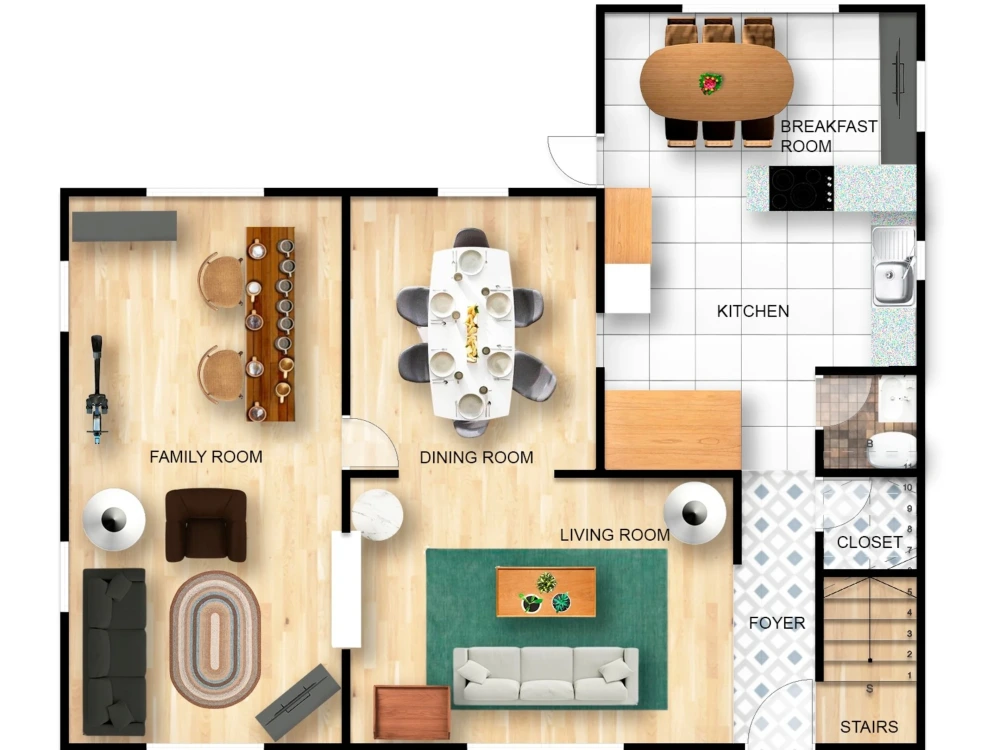 2D Realistic Floor Plan | Upwork