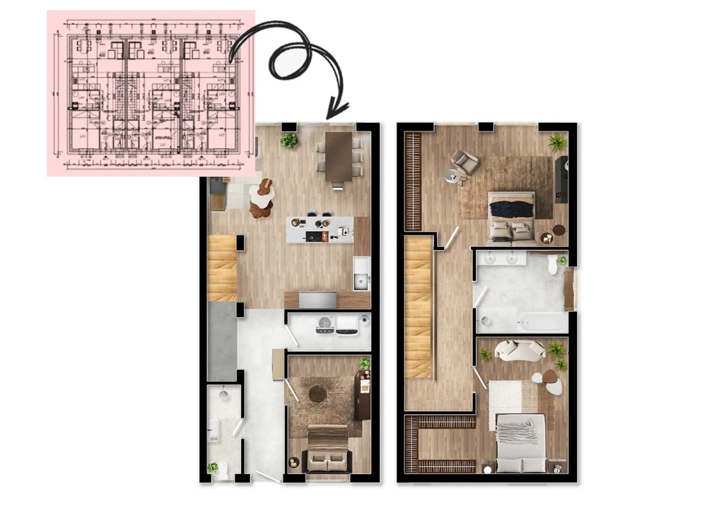 Beautiful 2D Interior Floor Plan for Marketing | Upwork