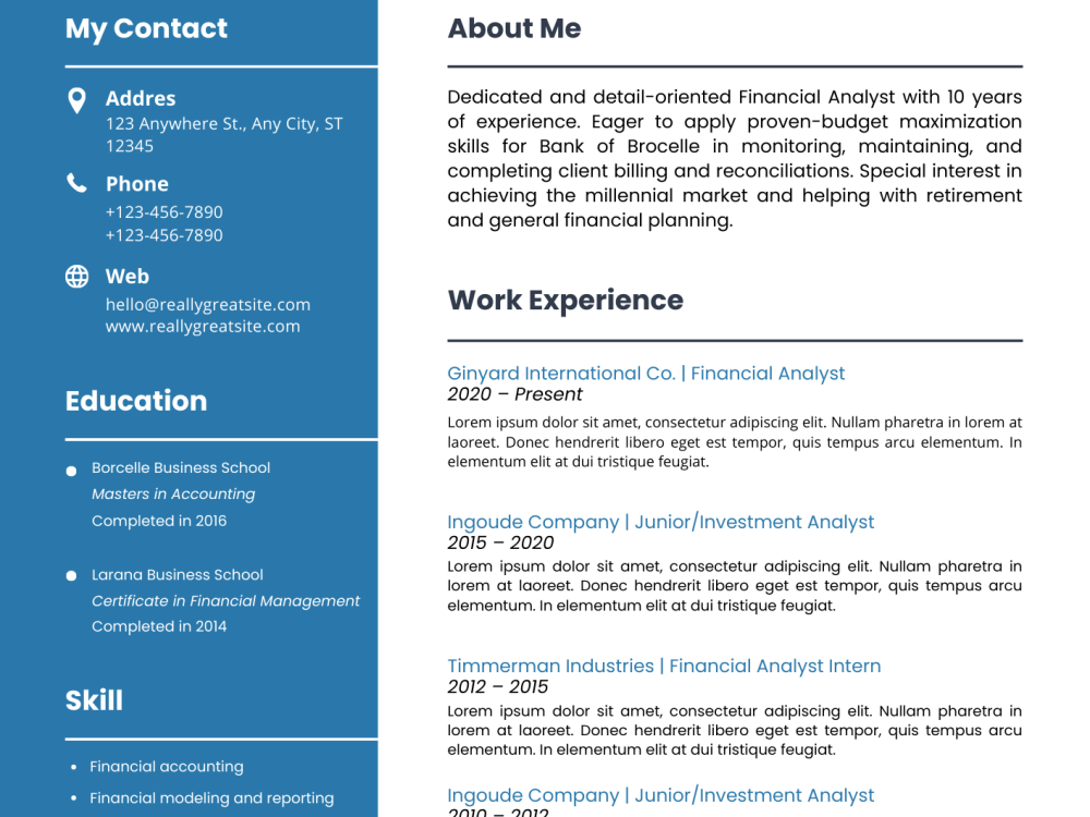 Professional Resume Template Downloadable PDF file | Upwork