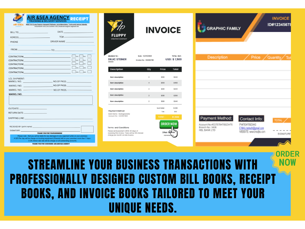 Custom Bill, Receipt, and Invoice Book Design Services for Businesses ...