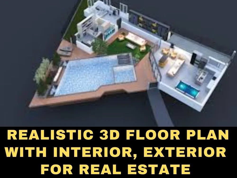 A realistic 3d floor plan with interior, and exterior for real estate | Upwork