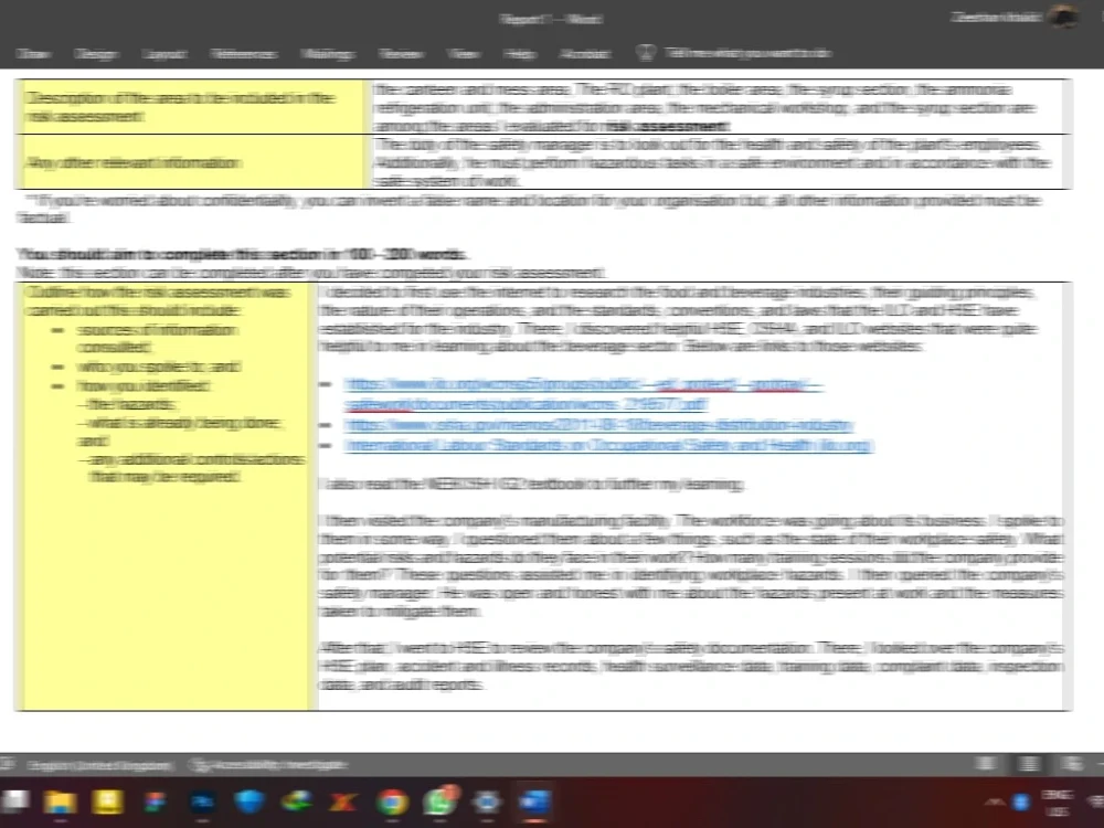 NEBOSH IG2 Risk Assessment Report | Upwork NEBOSH IG2 Risk Assessment Report | Upwork