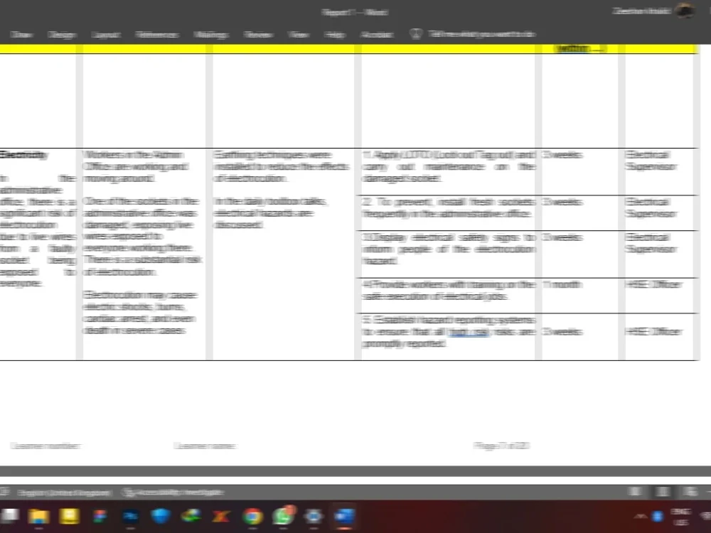 NEBOSH IG2 Risk Assessment Report | Upwork NEBOSH IG2 Risk Assessment Report | Upwork