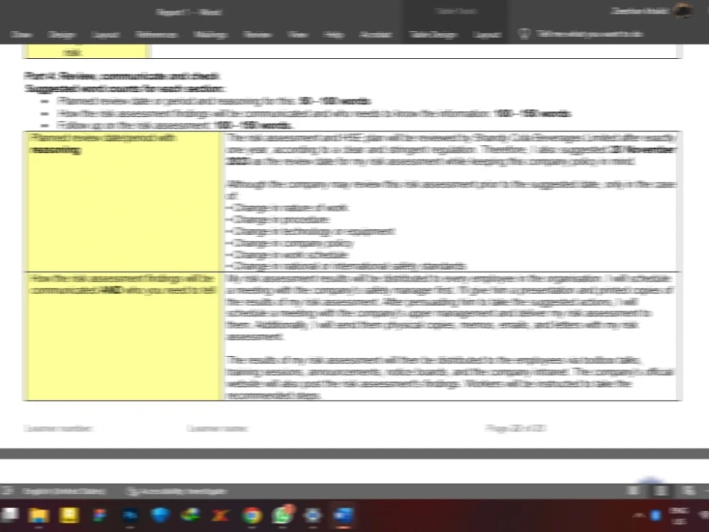 NEBOSH IG2 Risk Assessment Report | Upwork NEBOSH IG2 Risk Assessment Report | Upwork