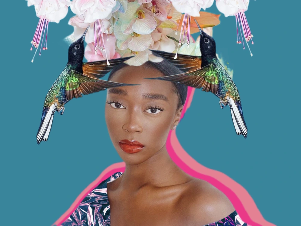 A cute floral + animal/insect crown artwork of a photo of your choice ...