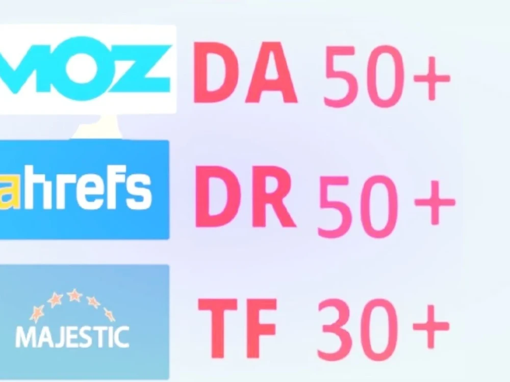 Ahrefs domain rating DR 50+ Moz DA 50+ Majestic- trust flow TF 30+ | Upwork